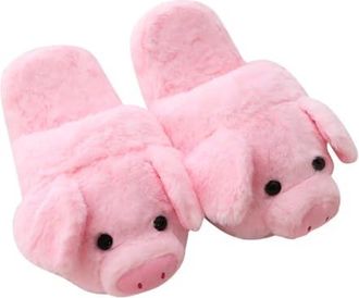 PartyKindom minkissy Pantoufles DInt&eacute;rieur Chaudes en Peluche Cochon Rose Taille Unique 35-38 Pantoufles Antid&eacute;rapants Confortables pour Femme Chaussures DHiver D