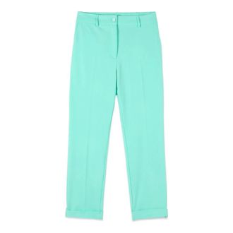 Oltre Cropped Hose aus Cr&ecirc;pe-Gewebe - - Trousers - Damen - Gr&uuml;n - 2XL