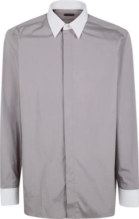 Tom Ford Homme, Chemises, Gris, Taille: 5XL Chemise Popeline Coupe Classique