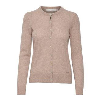 Inwear Beige Melange Cardigan mit Knopfverschluss - - Knitwear - Damen - Braun - XS/S