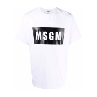 Msgm Msgm, Homme, Tops, Blanc, Taille: S Cotton Crewneck T-Shirt