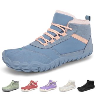 Saguaro Barfuss Schuhe Damen Winter Barfu&szlig;schuhe Damen Wasserabweisend Barfu&szlig; Winterschuhe Warm Gef&uuml;ttert Winterstiefel Blau, Gr.41