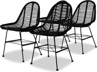 vidaXL Esszimmerstühle 4 Stk. Natur Rattan Schwarz - Vidaxl