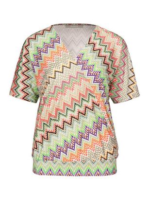 bianca Print-Shirt WALLY mit angedeuteter Wickeloptik und modernem Druck