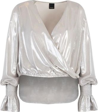 Pinko Pinko - Blouse col en V - Femme - Blouses et Chemises - Gris - Taille: 36 FR