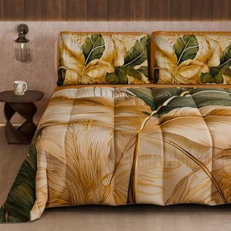 Petti Artigiani Italiani Petti Artigiani Italiani Winter-Steppdecke, Winterdecke, Steppdecke f&uuml;r franz&ouml;sisches Bett, Doubleface, einfarbig und Digitaldruck mit Blumenmuster 04