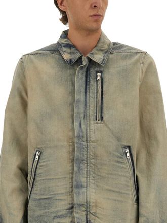 Rick Owens Concealed Zipper Cotton Jacket - Denim
