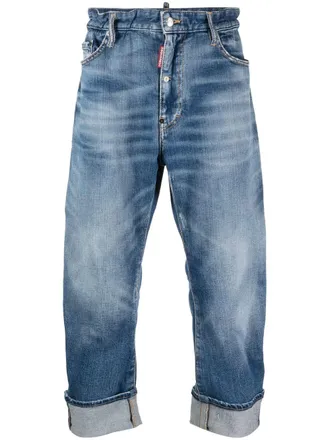 Dsquared2 jean crop &agrave; logo imprim&eacute; - Bleu