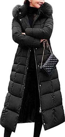 Onsoyours Femme Doudoune Longue Hiver Chaud Veste Matelassee Parka à Capuche Manteau Élégant Casual A Noir XXL