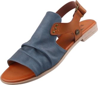 Mustang Jeans Damen Sandale Hochfront Nieten Faltendetail Klettverschluss 1388-808, Größe:37 EU, Farbe:Blau