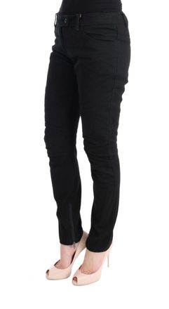 Ermanno Scervino Womens Black Cotton Slim Fit Casual Pants