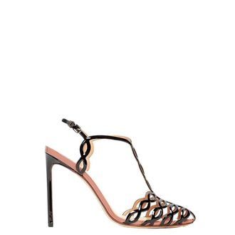 Francesco Russo Schwarze Lackleder Sandale mit 10-5 cm Absatz - - Shoes - Damen - Schwarzk - 35 EU