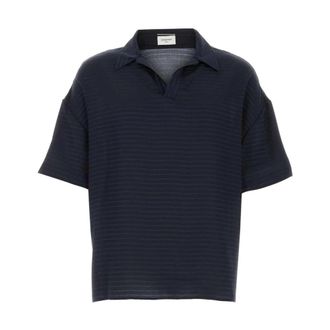 Saint Laurent Seidenpolohemd - - Tops - Herren - Blau - M