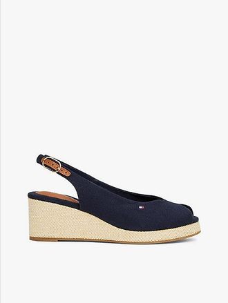 Tommy Hilfiger Sandales slingback compensées en toile