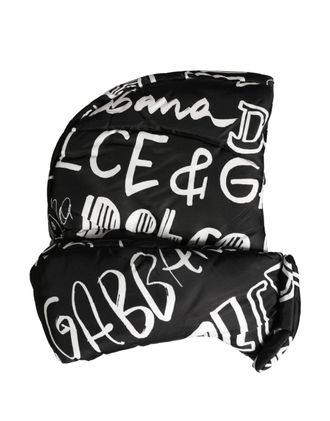 Dolce & Gabbana Mens Black Logo Print Whole Head Wrap Capello Hat Polyester