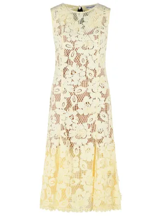 Self Portrait Robe en polyester jaune Crochet Self Portrait