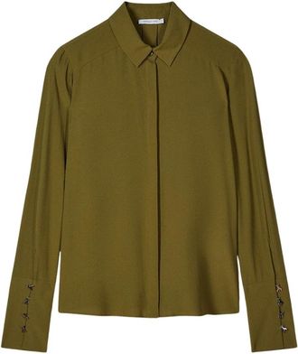 Patrizia Pepe Hemdbluse aus flie&szlig;ender Krepp-Viskose - - Blouses & Shirts - Damen - Gr&uuml;n - M