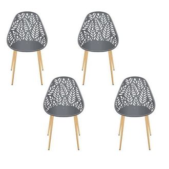 The Home Deco Factory HDO0331, Lot de 4 Chaises Lucena Gris, Mobilier, Mobilier dExtérieur, Assise dExtérieur, 52,3x83,4x53,3 cm, Hauteur Assise 45 cm, Gris