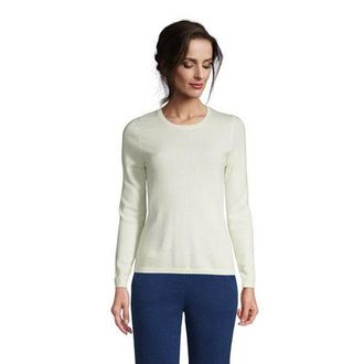 Lands End Kaschmir-Pullover mit rundem Ausschnitt, Damen, Größe:40-42 regular, Weiß, Kaschmir, by Lands End