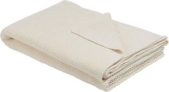 Beliani Couverture Tricotée en Coton Beige 130 x 180 Douce et Confortable au Style Scandinave Beliani