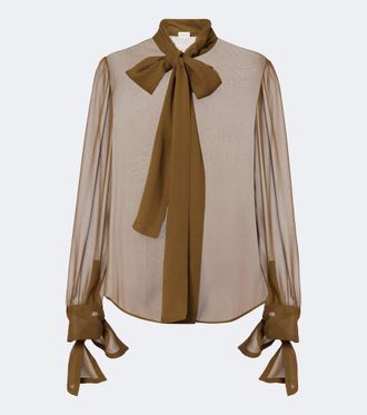 Saint Laurent Blouse en soie &agrave; col lavalli&egrave;re