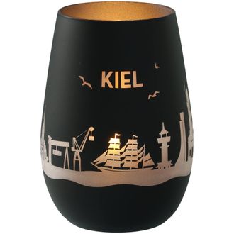 Goodtimes Windlicht Kiel Skyline Schwarz & Silber