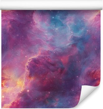 OEM Carta Da Parati Galassia Ad Acquerello Viola E Porpora, Sfondo Viola 50x1000 Cm