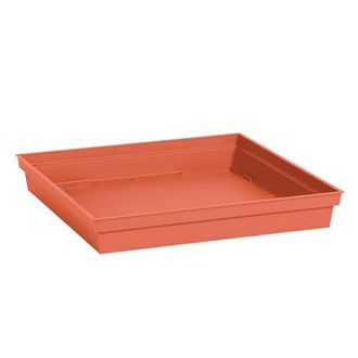 Eda Soucoupe Carr&eacute;e Toscane 40 cm - pour Pot de Fleur Carr&eacute; Toscane 50 cm - 40 x 40 x H.5,9 cm - Orange Terre Battue