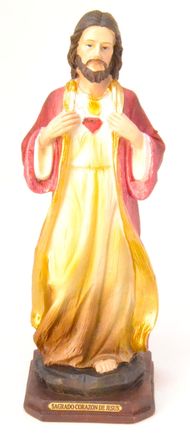 Generico mk2 21 cm, heiliges Herz Jesu, religi&ouml;se Statue aus Harz, goldene und rote Tunika, 21 cm, dekorative Basis
