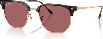 Ray-Ban New Clubmaster Online Only Limited Sonnenbrillen Rotgold Fassung Violett Glas Polarisiert 51-20