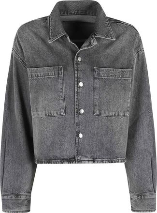 Alexander Wang Femme, Blouses et Chemises, Gris, Taille: 36 FR Chemise courte &agrave; manches longues