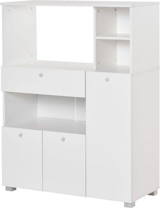 HOMCOM Meuble de micro-onde armoire cuisine meuble de rangement multi-rangements buffet avec 2 placards 4 niches tiroir coulissant dim. 90L x 40l x