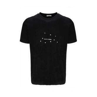 Saint Laurent Star Logo Baumwoll-T-Shirt - - Tops - Herren - Schwarzk - S