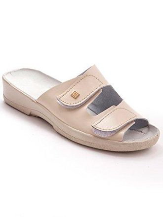 Pediconfort Mules &agrave; Scratch Extra Larges - Femme - Taille : 39 - Couleur : Beige
