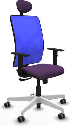 Piqueras y Crespo Moderner Drehstuhl mit 1D-Armlehnen, h&ouml;henverstellbarer Lendenwirbelst&uuml;tze und festem Kopfteil, ausgestattet mit 3 Positionen und Schneideschaum, Blau