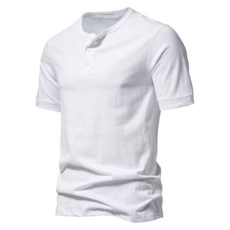 Generic T-shirt d&eacute;contract&eacute; &agrave; manches courtes pour homme, couleur unie, l&eacute;ger, classique, &eacute;l&eacute;gant, extensible, respirant, basique et confortable, chemise Henl