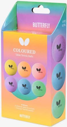 Butterfly Coloured Table Tennis Balls - Tischtennis-Set 6 farbige Tischtennisb&auml;lle - 40mm
