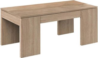 Dmora Dmora - Table &agrave; caf&eacute; Malibu, Table basse avec plateau relevable, Table basse pour le salon, cm 100x50h43/84, Ch&ecirc;ne, avec emballage renforc&eacute;