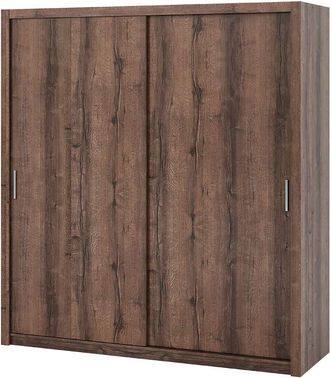 Selsey Rinker - Schwebet&uuml;renschrank/Kleiderschrank 2-t&uuml;rig mit 2 Kleiderstangen, 200 cm (Eiche Monastery ohne Spiegel)