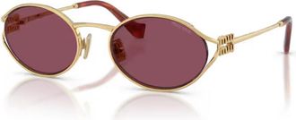 Miu Miu Eyewear MU52YS Oval-Frame Ruby Lens Sunglasses - Purple
