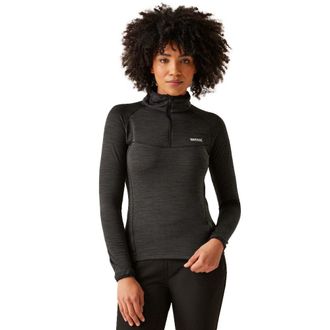 Regatta Yonder II Powerstretch Shirt Damen leicht und atmungsaktiv f&uuml;r Wandern, Outdoor und Trekking, Farbe:Schwarz, Gr&ouml;&szlig;e:52