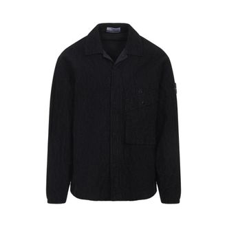 Stone Island Homme, Chemises, Noir, Taille: S Chemise-veste en Velours C&ocirc;tel&eacute; Froiss&eacute;