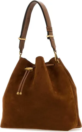 Jimmy Choo London Womens Caramel Suede Bon Bucket Bag Tangold Calf Brass Borse A Mano