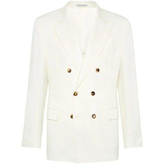 Brunello Cucinelli Double-Breasted Blazer - - Jackets - Herren - Wei&szlig; - L