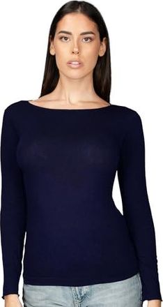 Intimidea T-Shirt Manches Longues Femme, col Rond, Cachemire et Modal, Douce et Chaude, 212842 (Bleu, L/XL)
