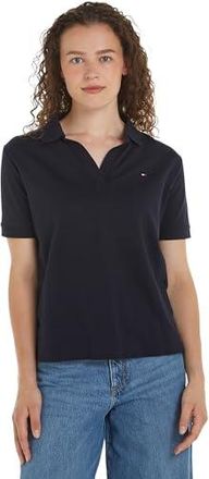 Tommy Hilfiger Femme Polo Manches Courtes Regular, Bleu (Desert Sky), XXS