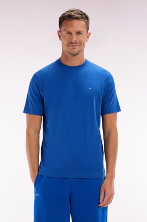 Eden Park T-shirt En Coton Pima Bleu Fonc&eacute; Broderie Dos Coupe Droite