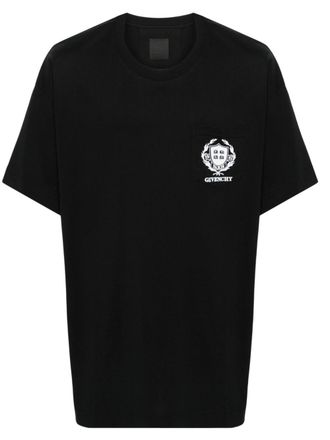 Givenchy t-shirt en coton à logo brodé - Noir
