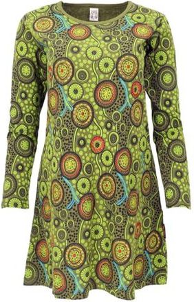 Guru Shop Guru-Boutique, Mini Robe Hippie Boho Chic, Tunique, Vert, Coton, Size:L (42), Robes Courtes
