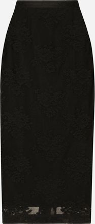 Dolce & Gabbana Schlauchrock Aus Spitze Mit Schlitz - Frau Röcke Schwarz Spitze 54